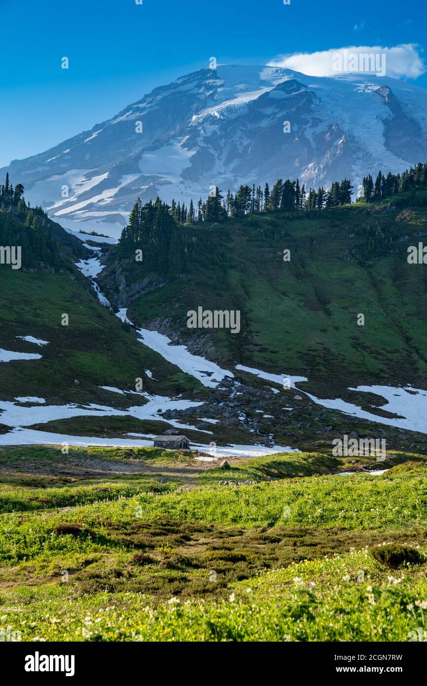 Abandoned stone cabin in the Paradise Valley of Mount Rainier National ...