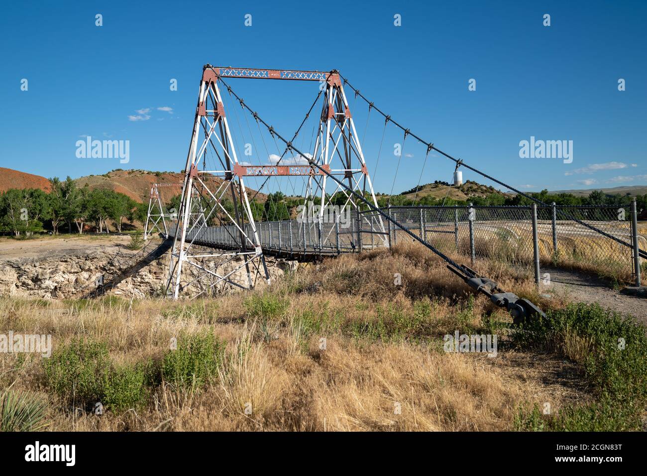 Iconic swinging bridge in Hot Springs State Park in Thermopolis Wyoming ...
