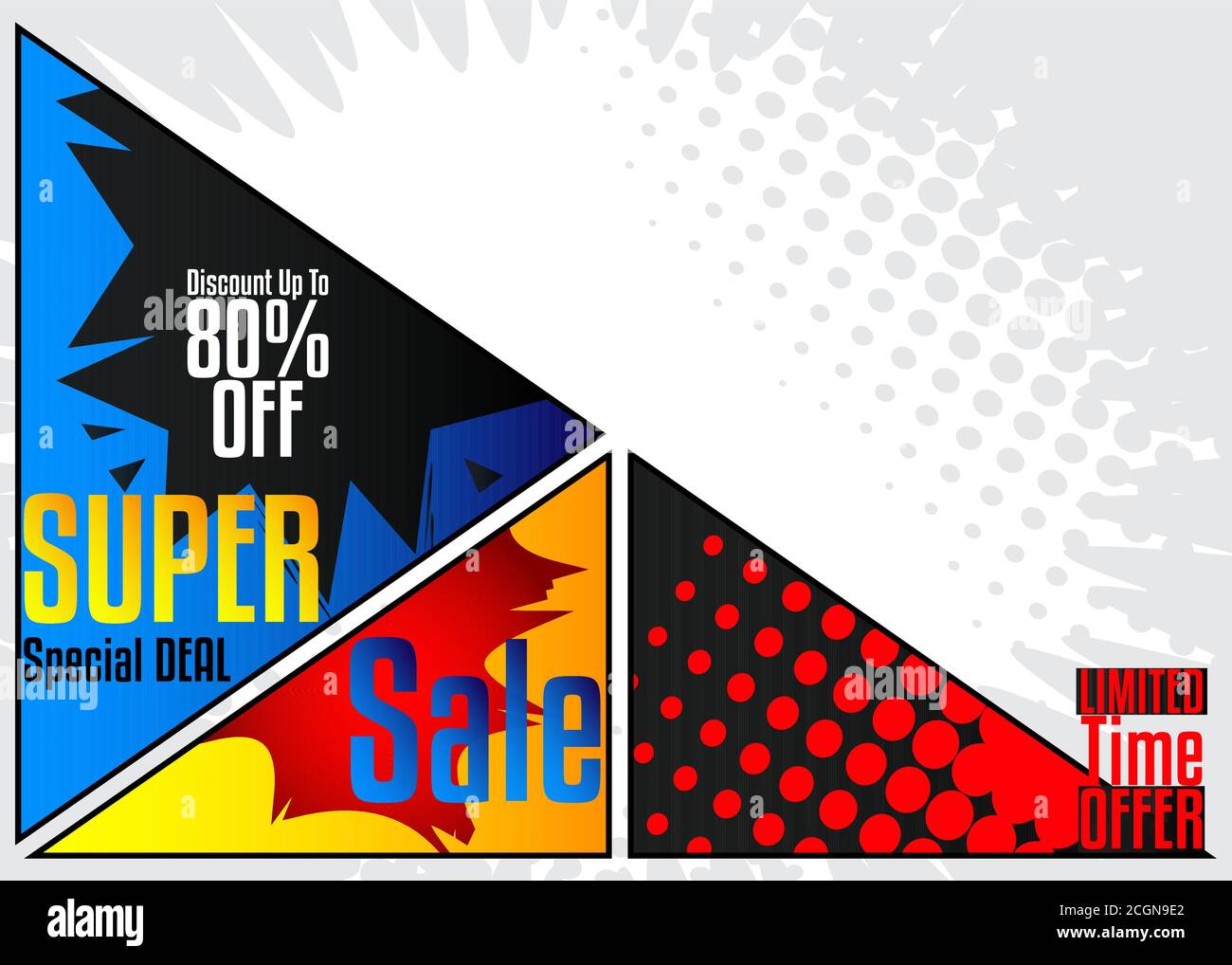 Comic book fashion sale social media post design. Cartoon colored ...
