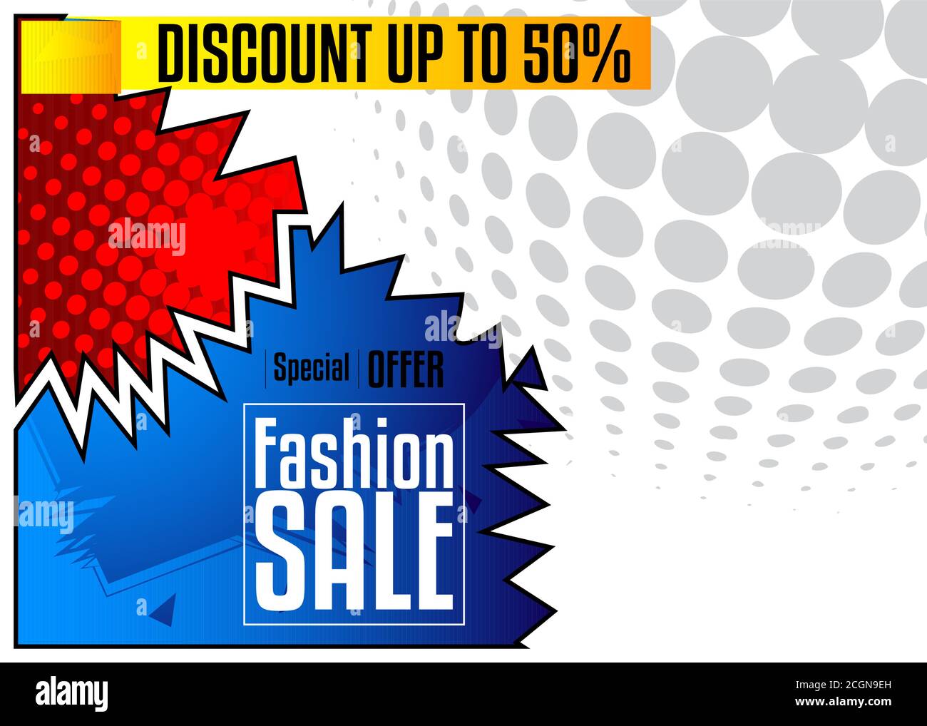 Comic book fashion sale social media post design. Cartoon colored ...