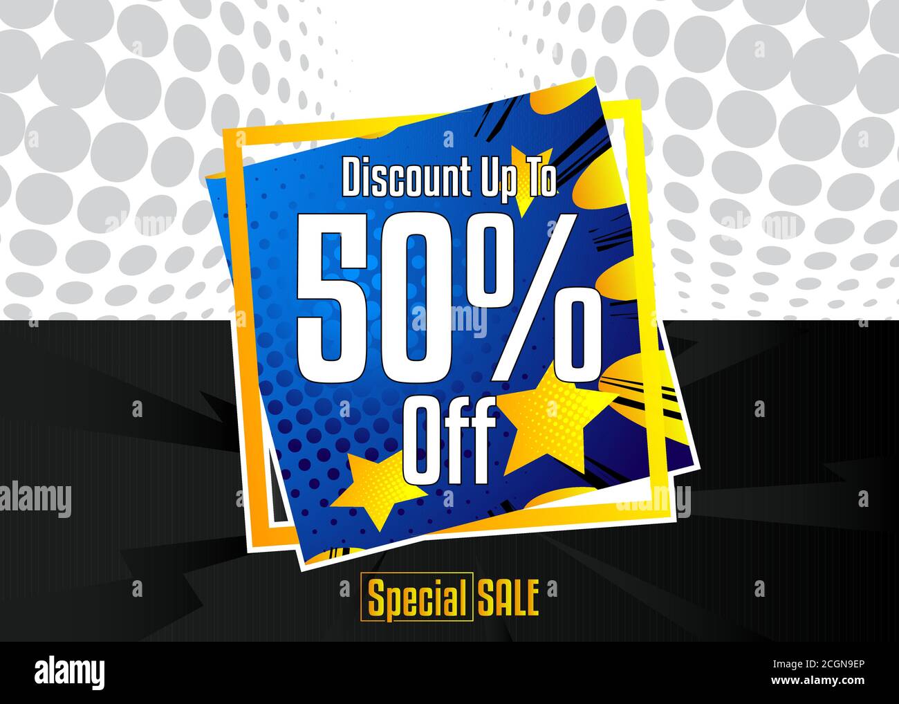 Comic book fashion sale social media post design. Cartoon colored ...