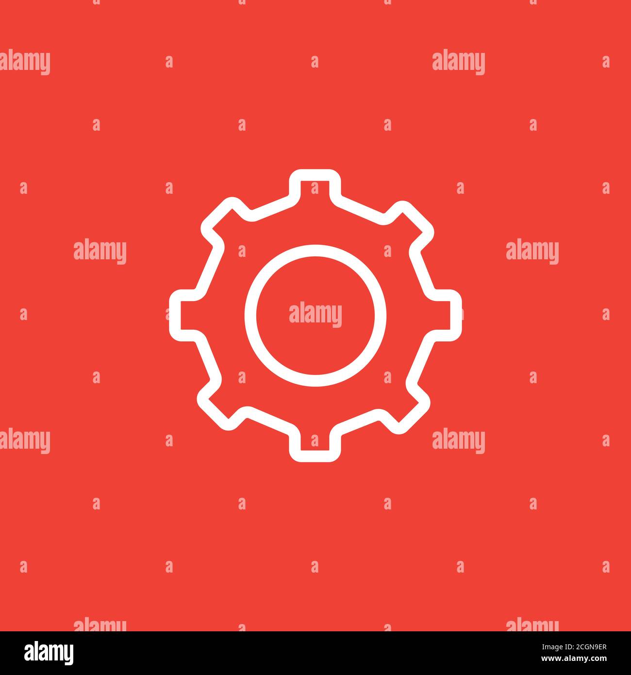 Gear Line Red Icon On White Background. Red Flat Style Vector ...