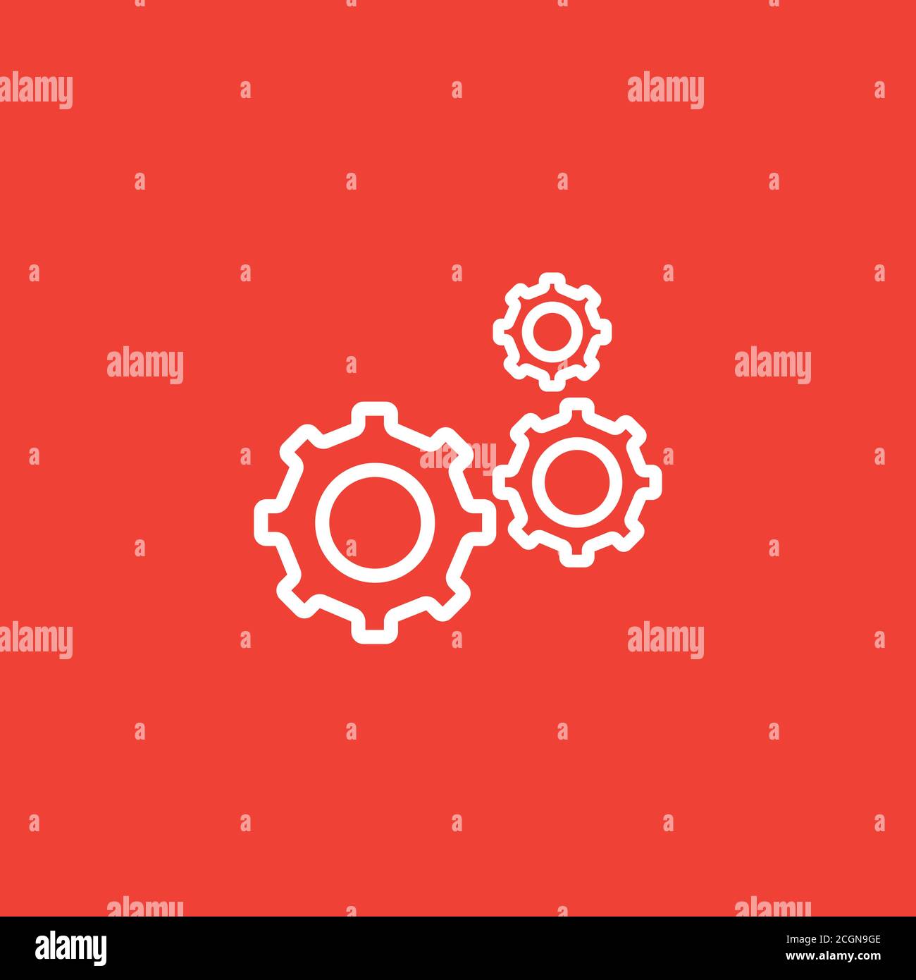 Gear Line Red Icon On White Background. Red Flat Style Vector ...