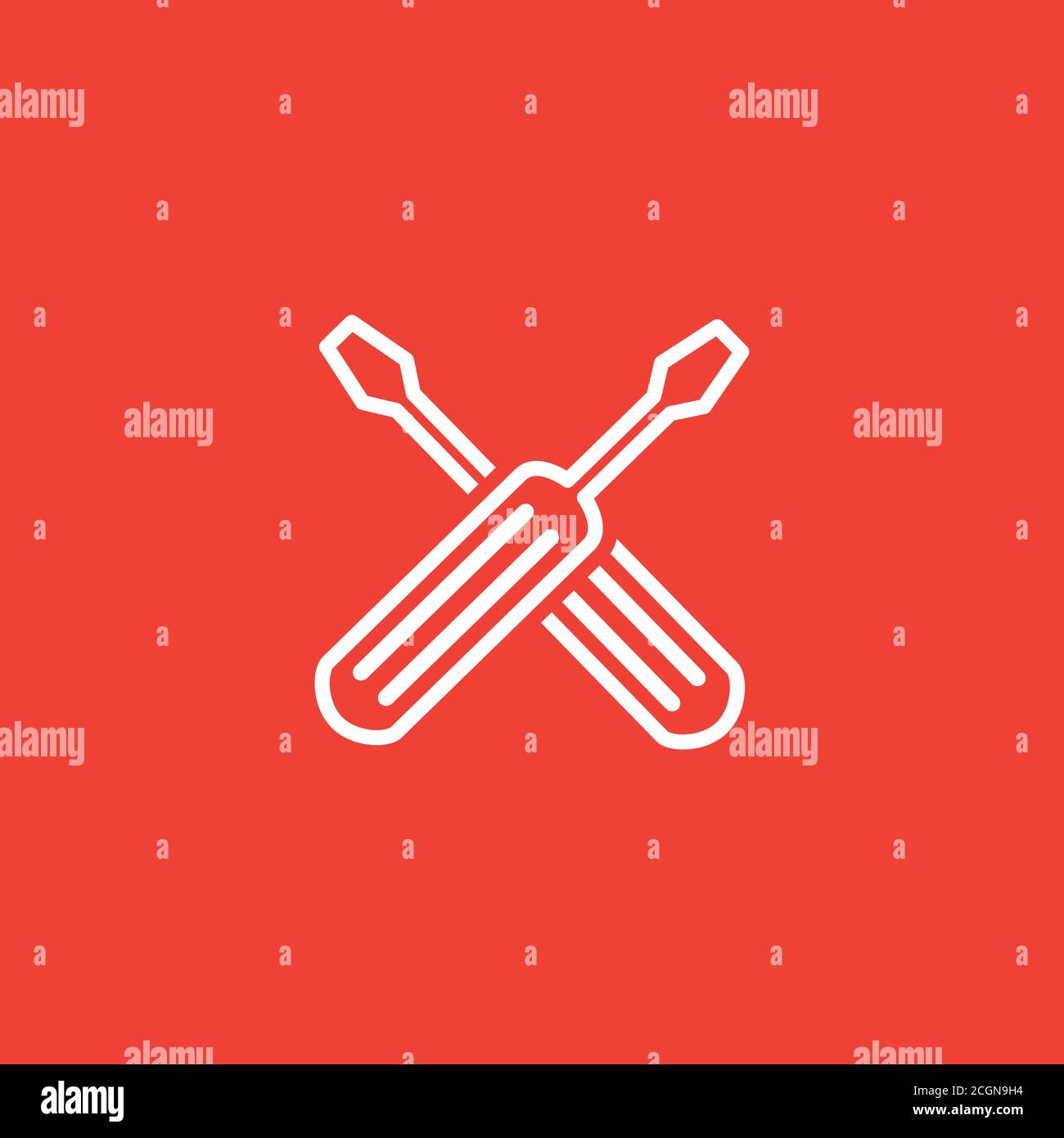 Screwdriver Crossed Line Red Icon On White Background. Red Flat Style ...