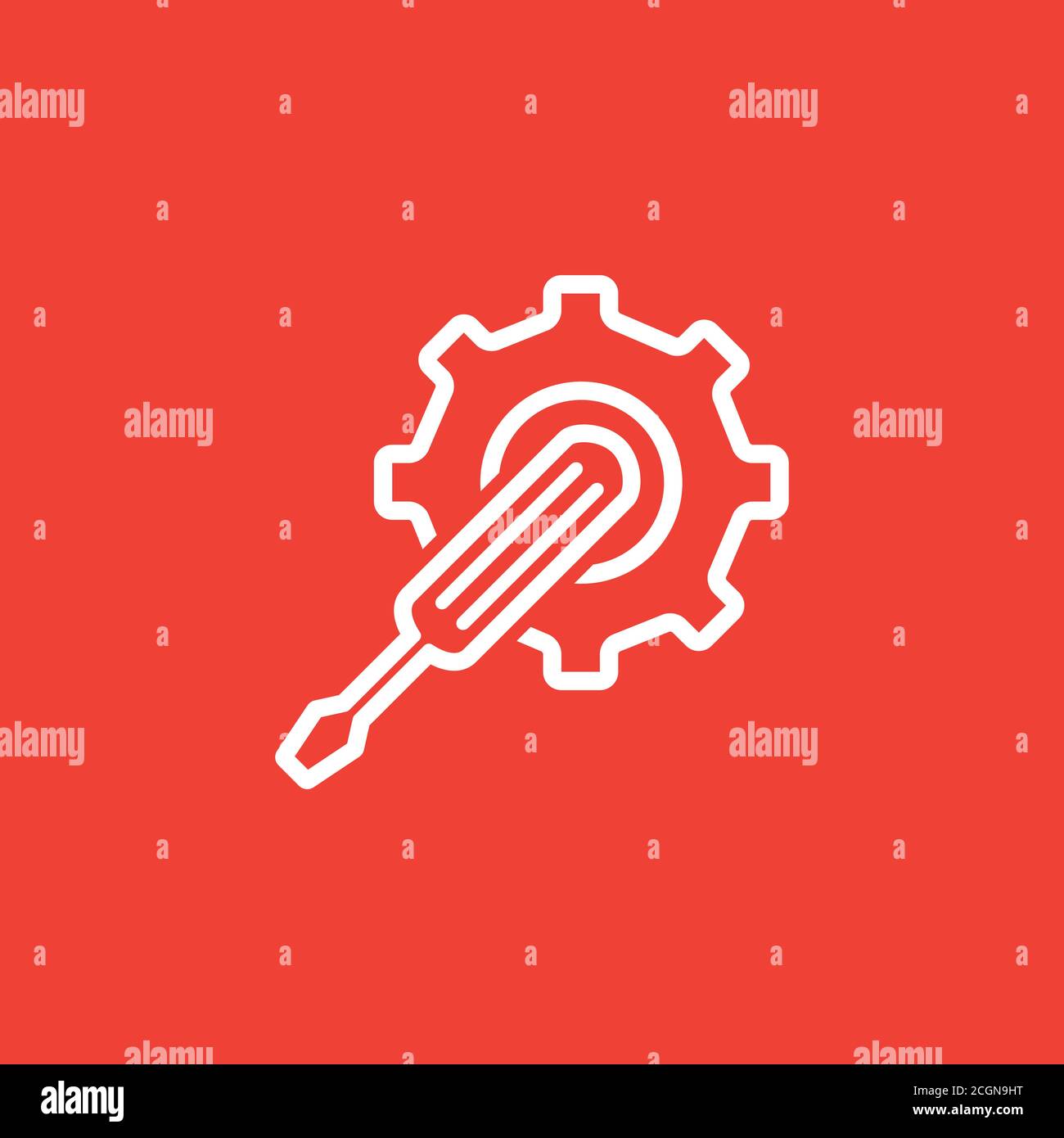 Service Tools Red Line Icon On White Background. Red Gear Wheel ...
