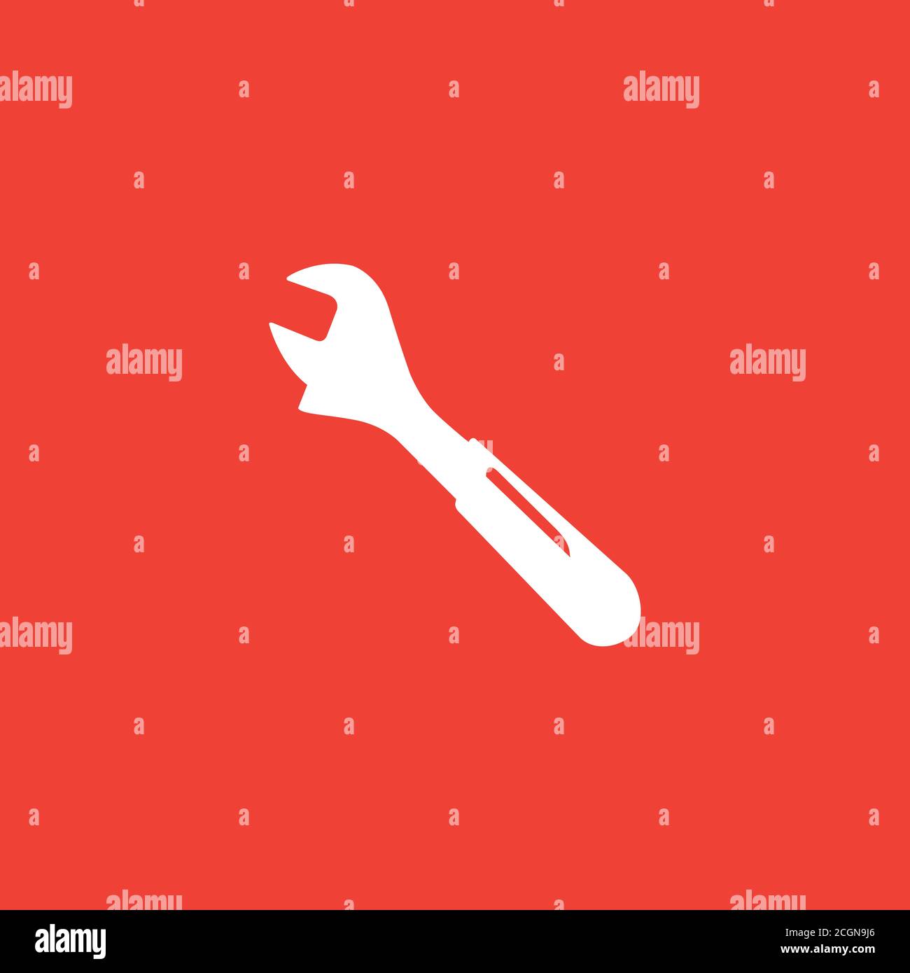 Wrench Red Icon On White Background. Red Flat Style Vector Illustration ...