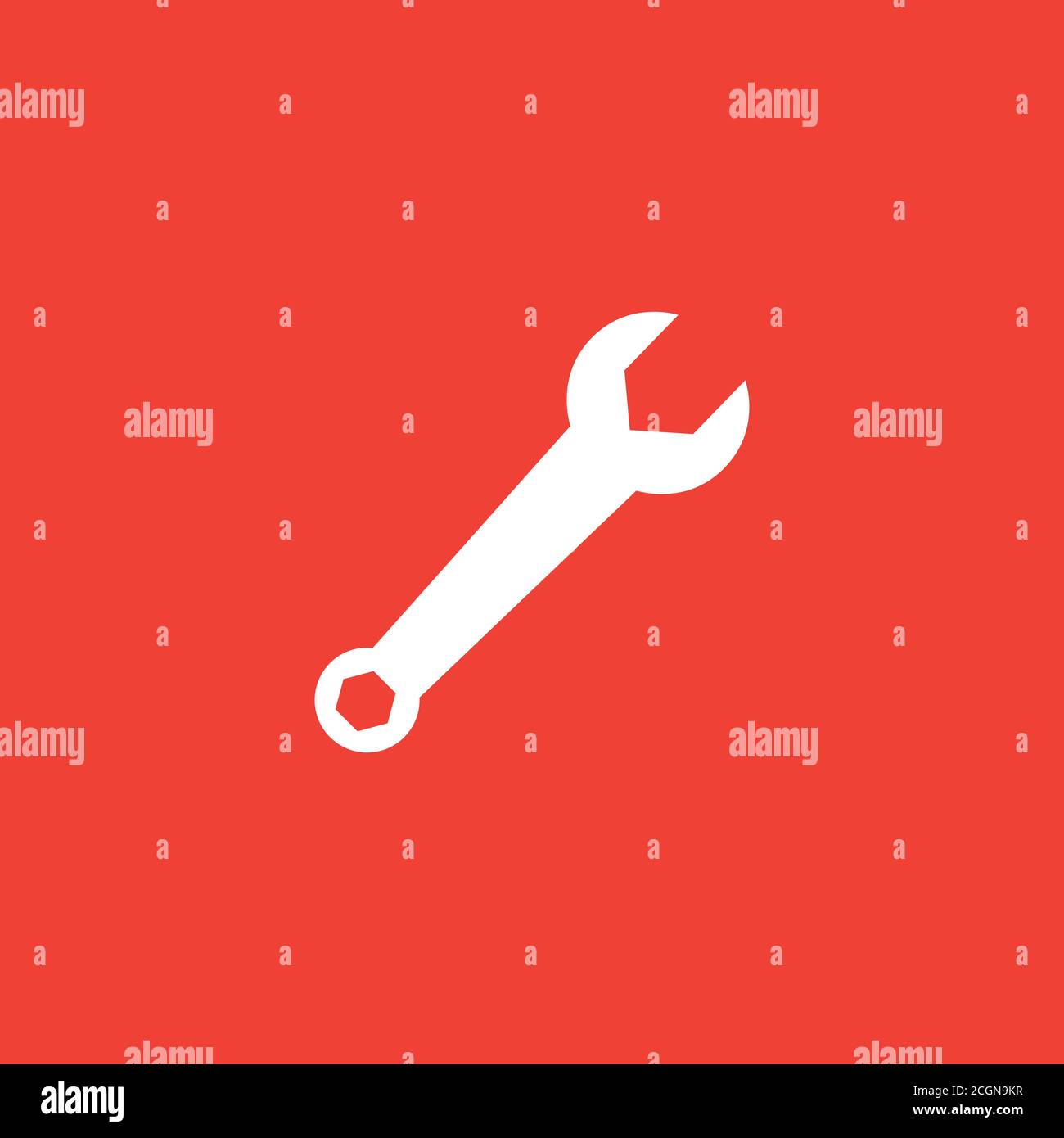 Wrench Red Icon On White Background. Red Flat Style Vector Illustration ...