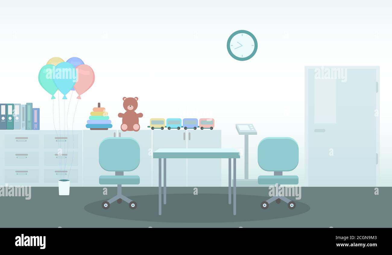 Pediatric clinic or children clinic interior flat design vector ...