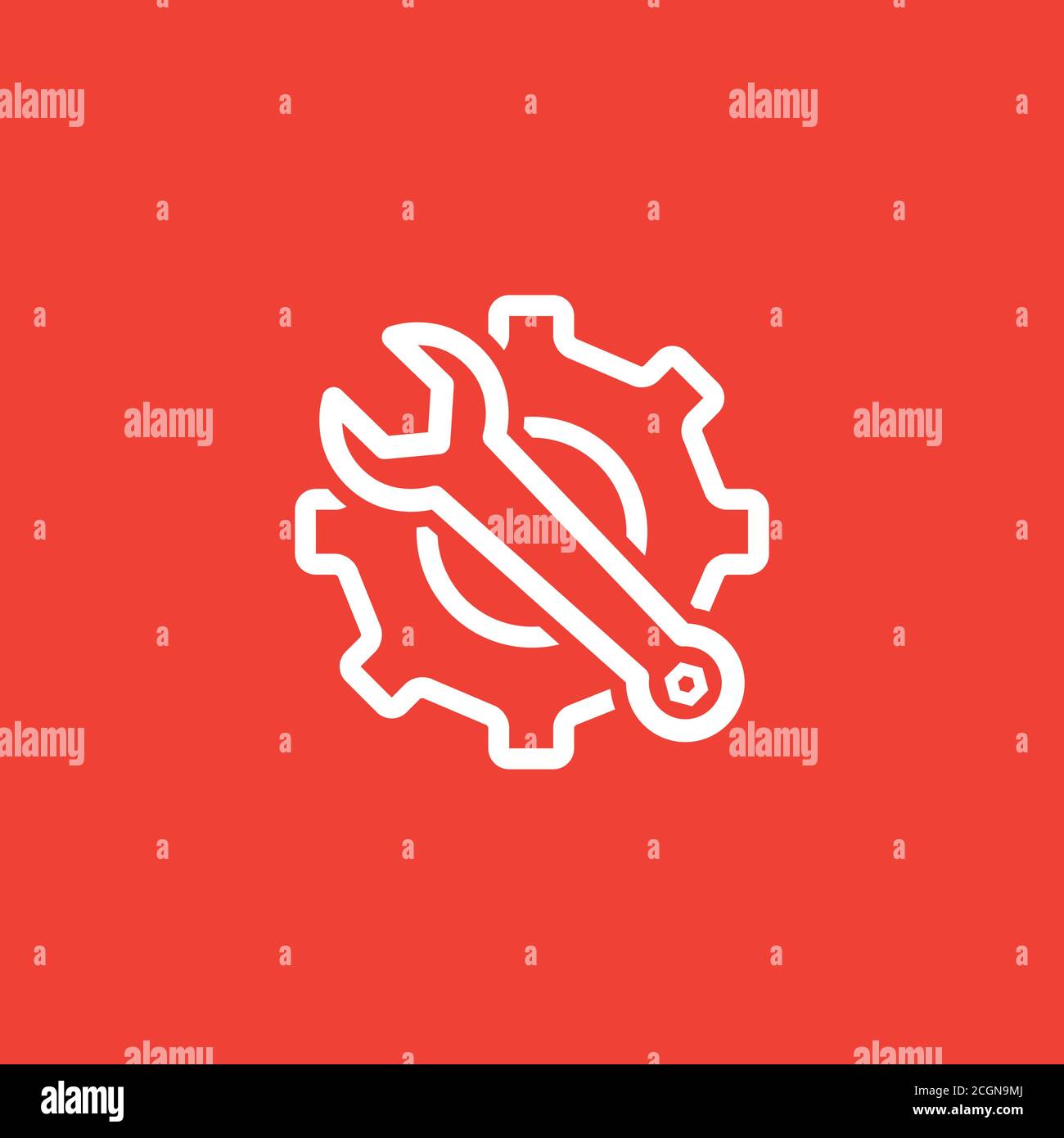 Service Tools Red Line Icon On White Background. Red Gear Wheel ...