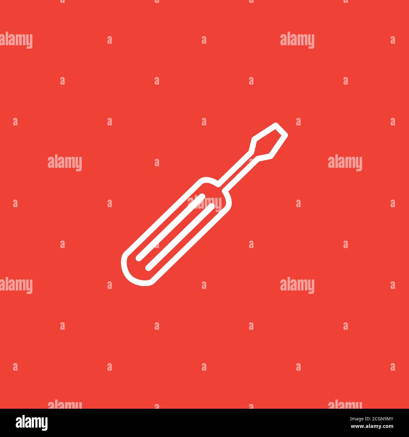 Screwdriver Line Red Icon On White Background. Red Flat Style Vector ...