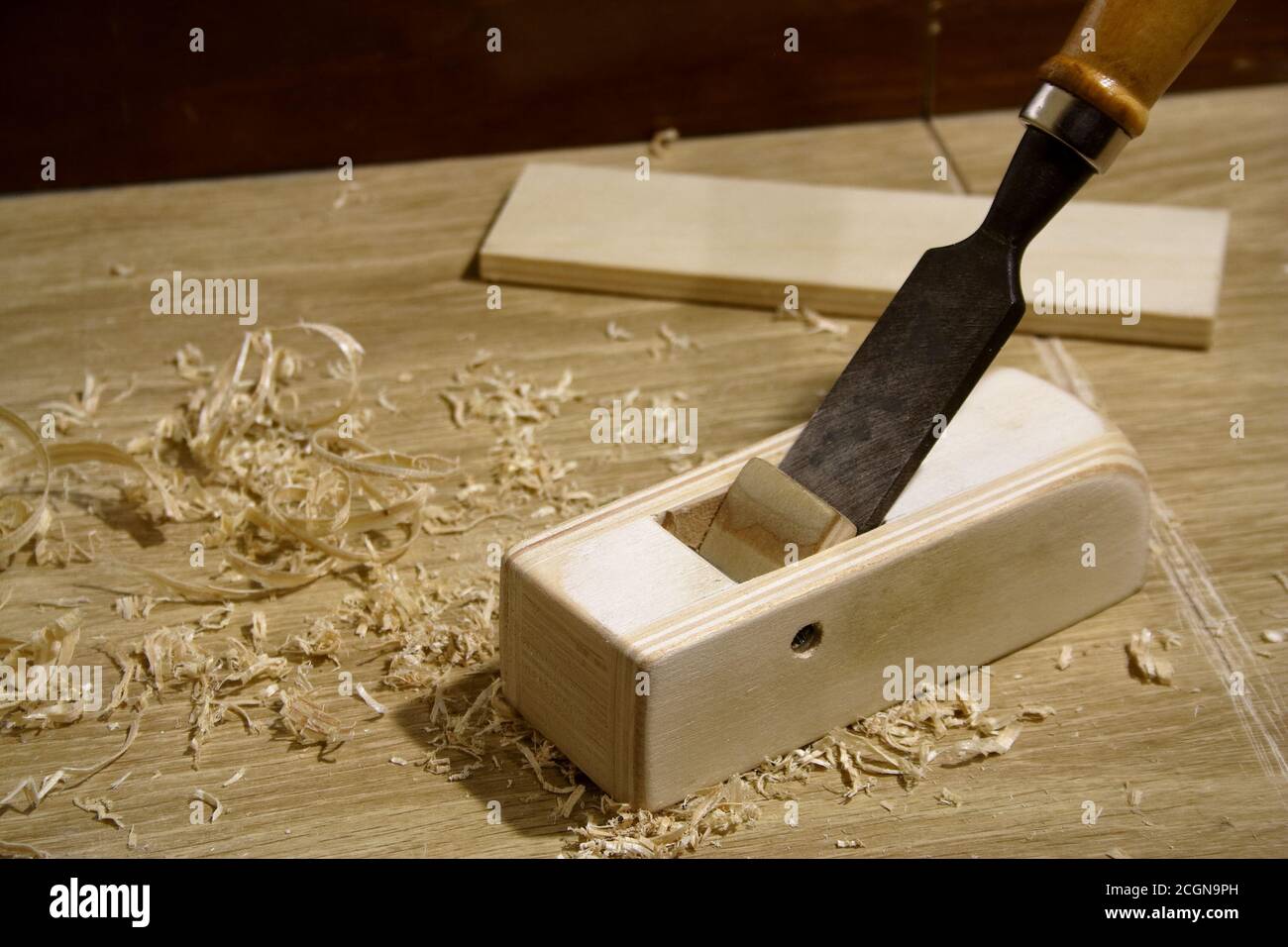 DIY Woodworking Block Plane using a Chisel Stock Photo - Alamy