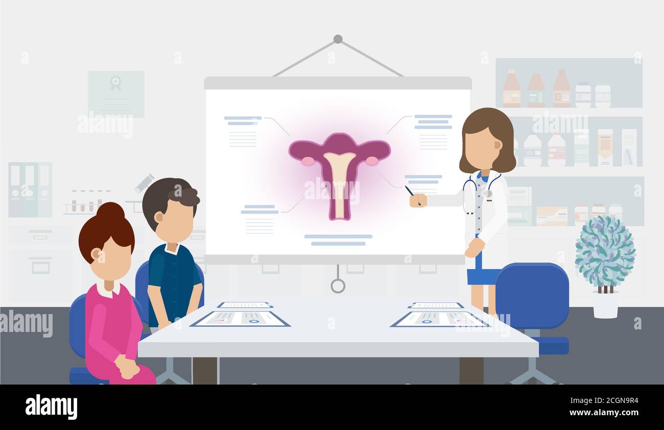 Fertility clinic concept with doctor and patients flat design vector ...