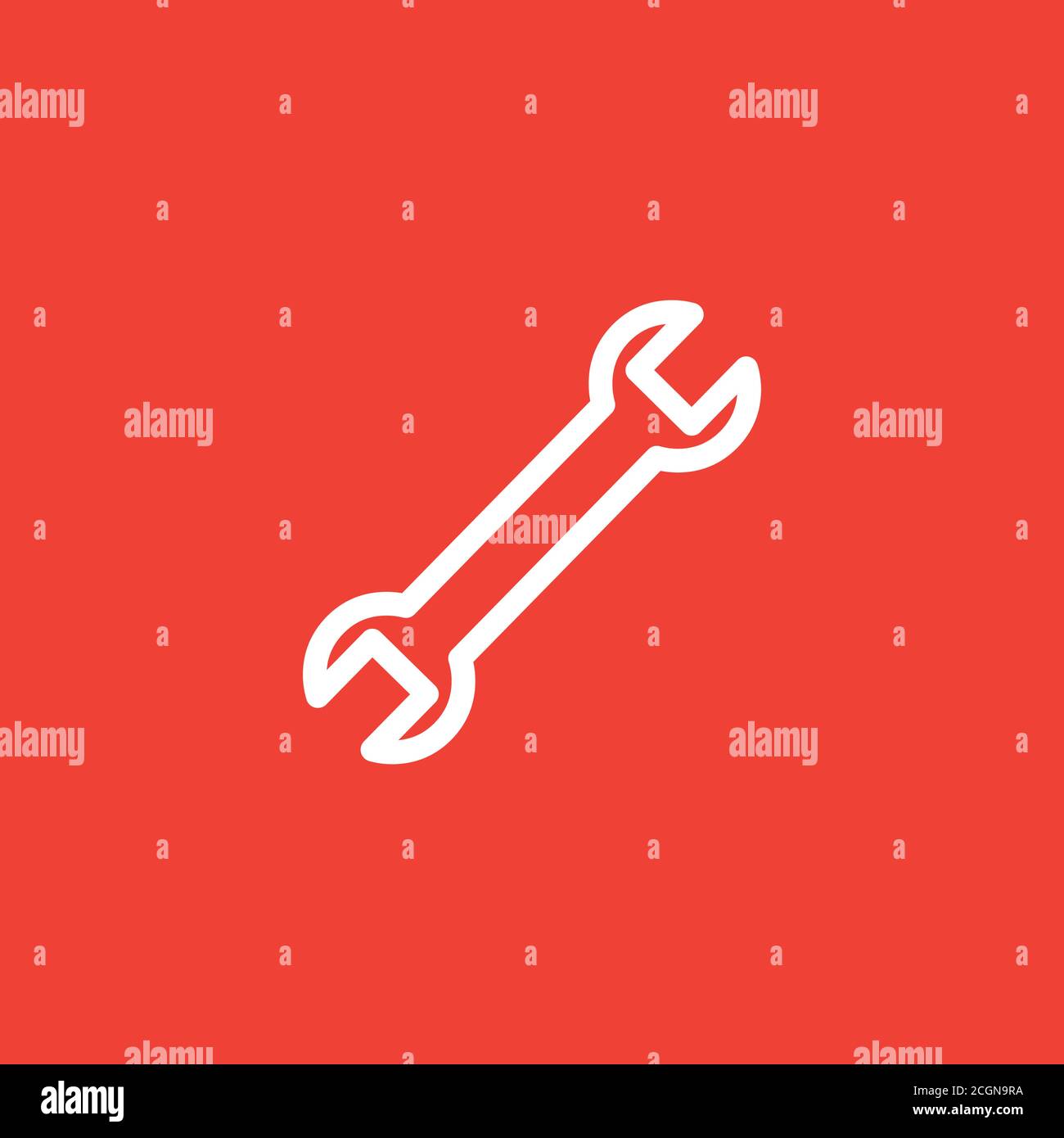 Wrench Line Red Icon On White Background. Red Flat Style Vector ...