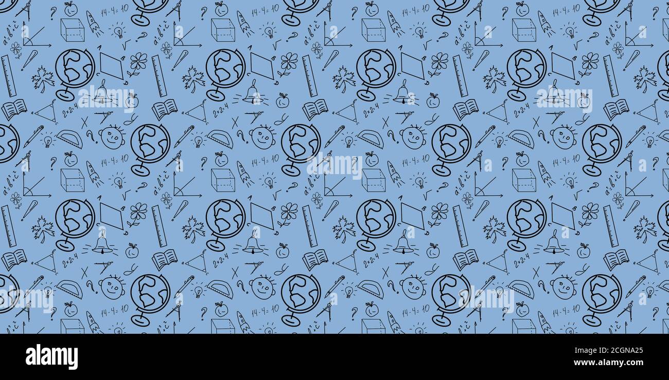 Seamless pattern. Back to school concept. Creative hand drawn ...