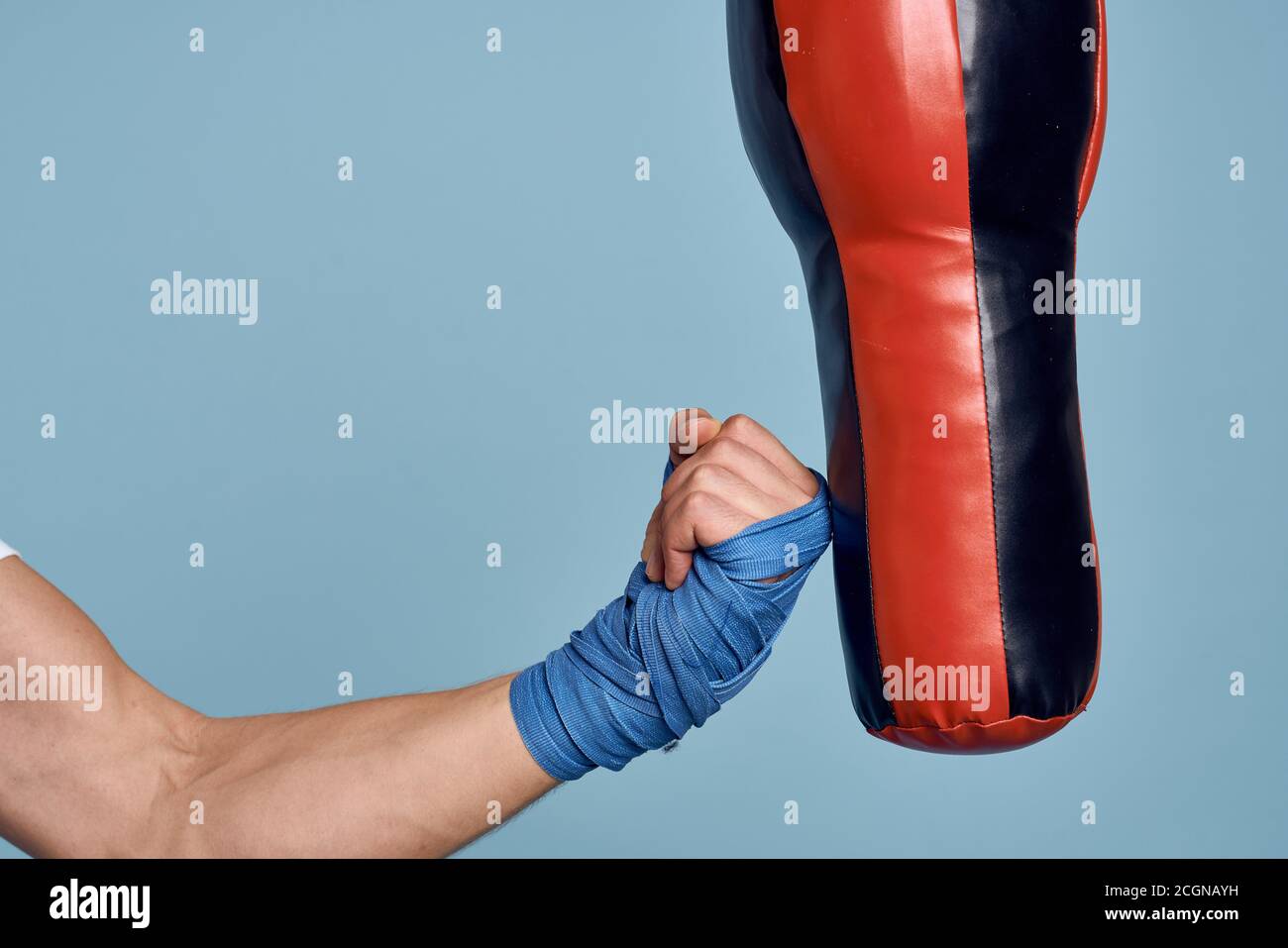 Punching bag punch training boxing exercise bandages Stock Photo - Alamy