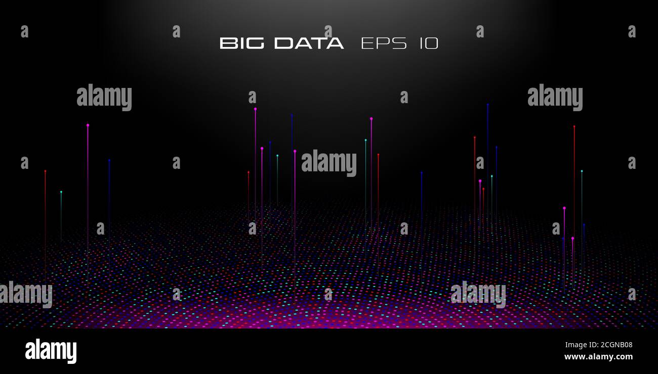 Big data visualization. Abstract perspective surface of multicolored ...