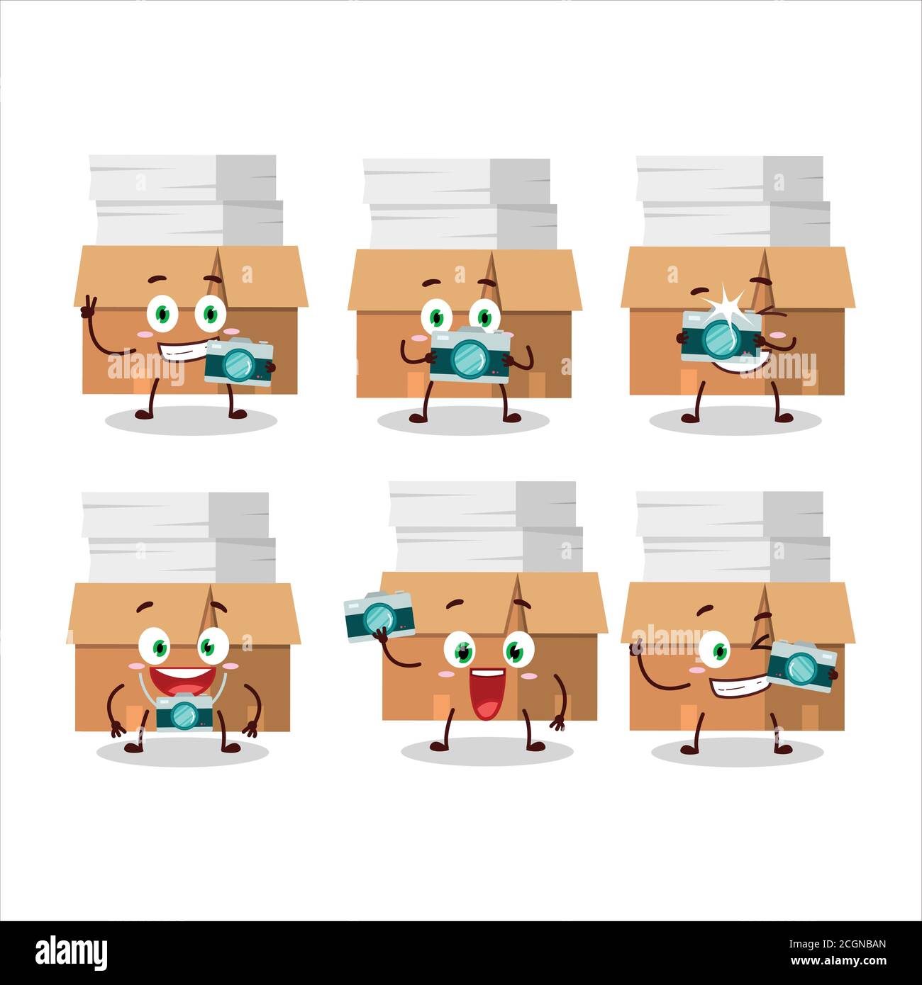 Photographer profession emoticon with office boxes with paper cartoon ...