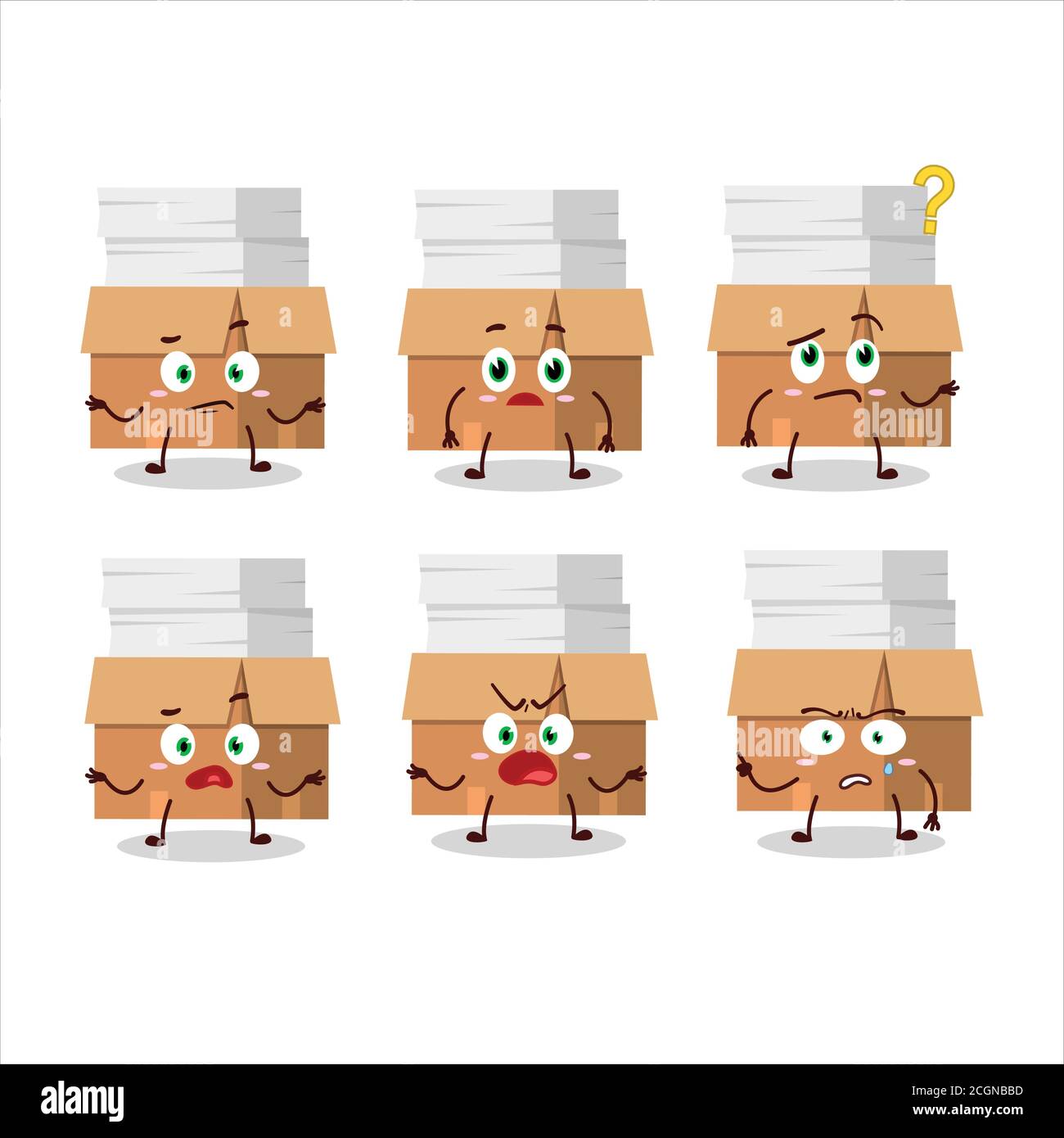 Cartoon character of office boxes with paper with what expression Stock ...