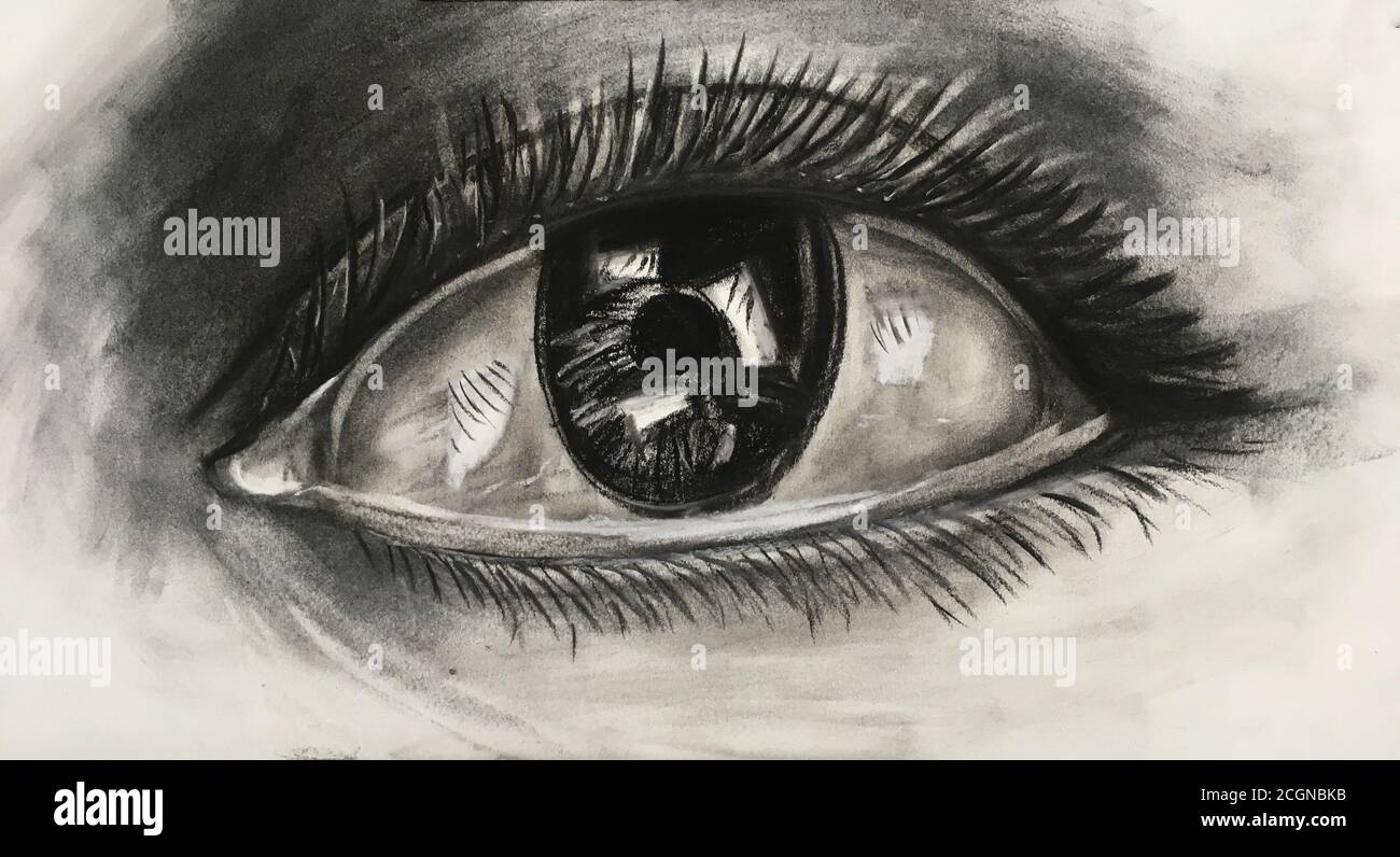 15 September 2020 Human Eye Is Drawn In Charcoal On Paper in Mumbai ...