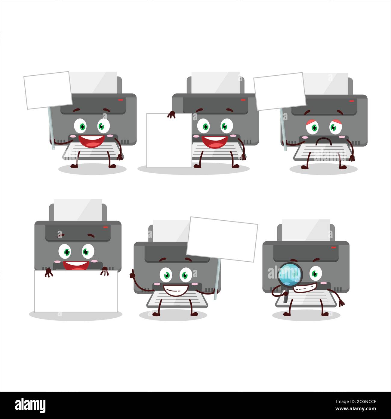 Printer cartoon in character bring information board Stock Vector Image ...