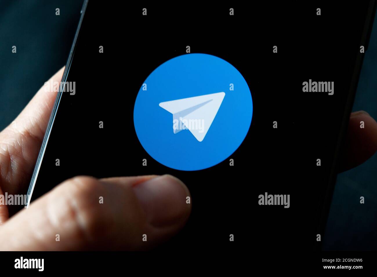 Telegram messenger, the fastest messaging app on the market, displayed ...