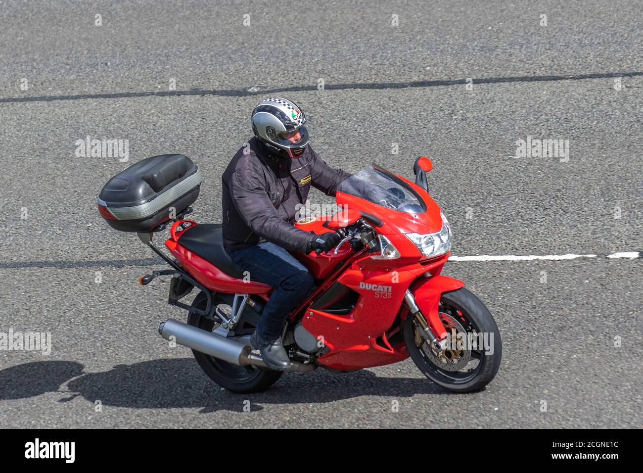 Red Ducati ST3 & ST3 S 2004-2007 Motorbike rider; two wheeled transport ...
