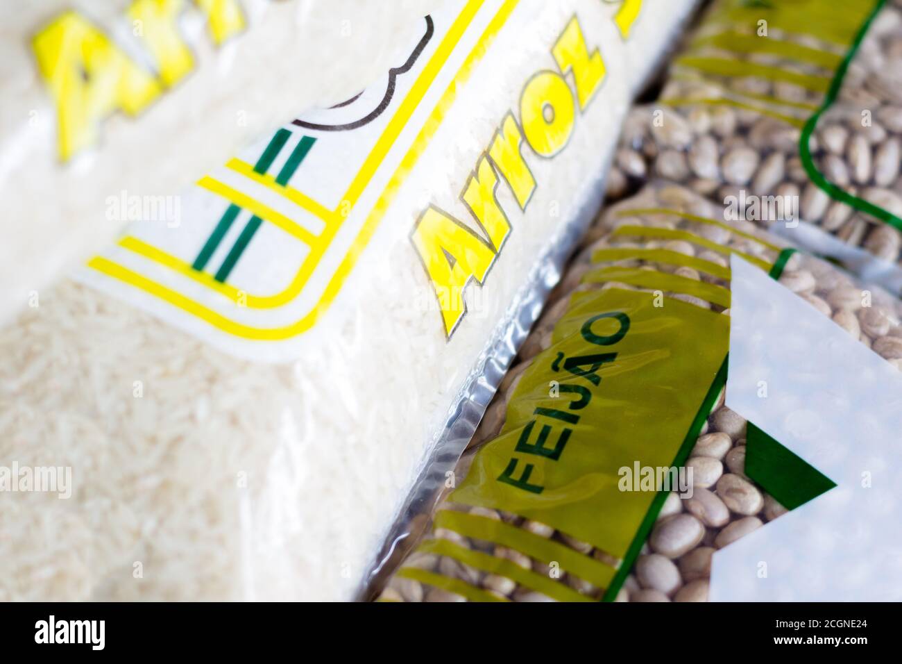 Packet of rice and beans.The price of the rice package has increased in ...