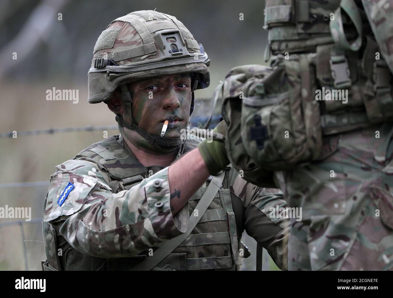 Soldiers from the Royal Scots Dragoon Guards ahead of patrolling during ...