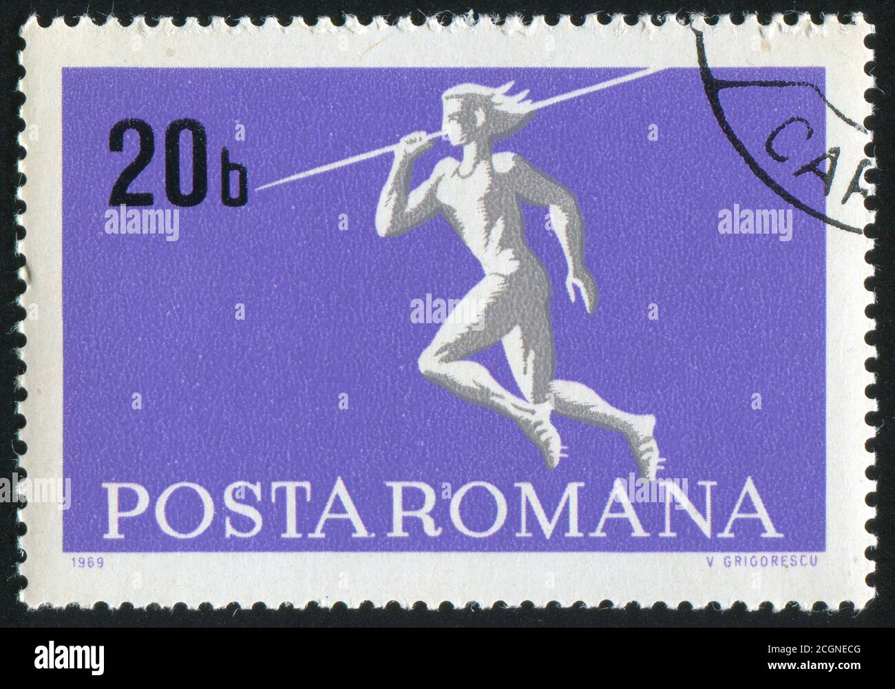 ROMANIA - CIRCA 1969: stamp printed by Romania, show athlete, circa ...