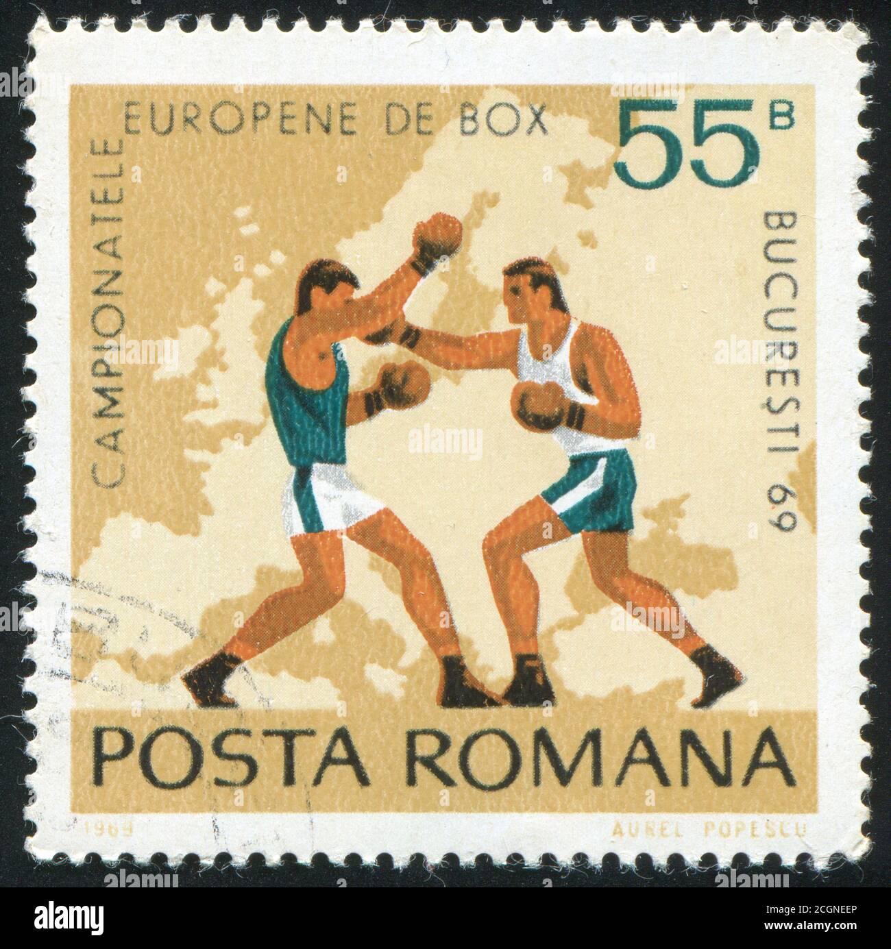 ROMANIA - CIRCA 1969: stamp printed by Romania, show boxing, circa 1969 ...