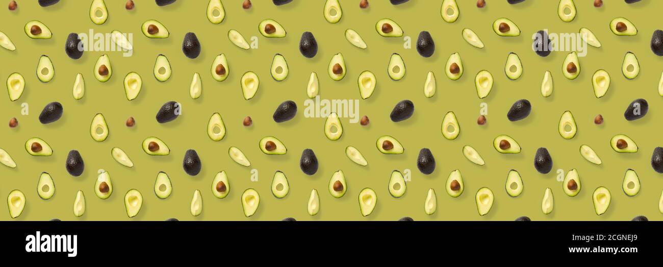 Avocado banner. Background made from isolated Avocado pieces on olive ...