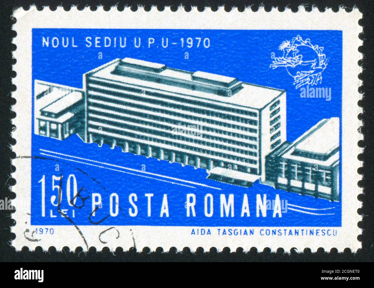ROMANIA - CIRCA 1970: stamp printed by Romania, shows UPU Headquarters ...