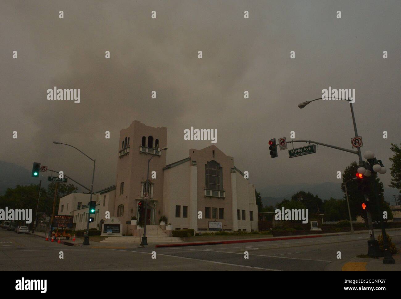 Monrovia, United Sates. 11th Sep, 2020. Buildings are shrouded in smoke ...