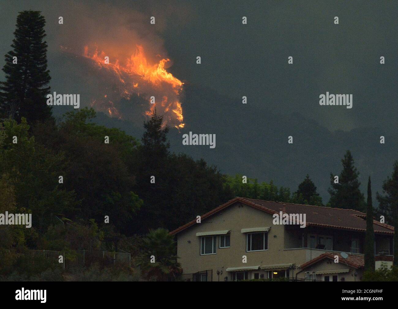 Monrovia, United Sates. 11th Sep, 2020. Flames from the Bobcat Fire ...