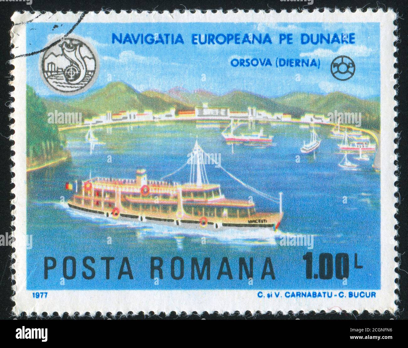 ROMANIA - CIRCA 1977: stamp printed by Romania, show steamboat, circa ...