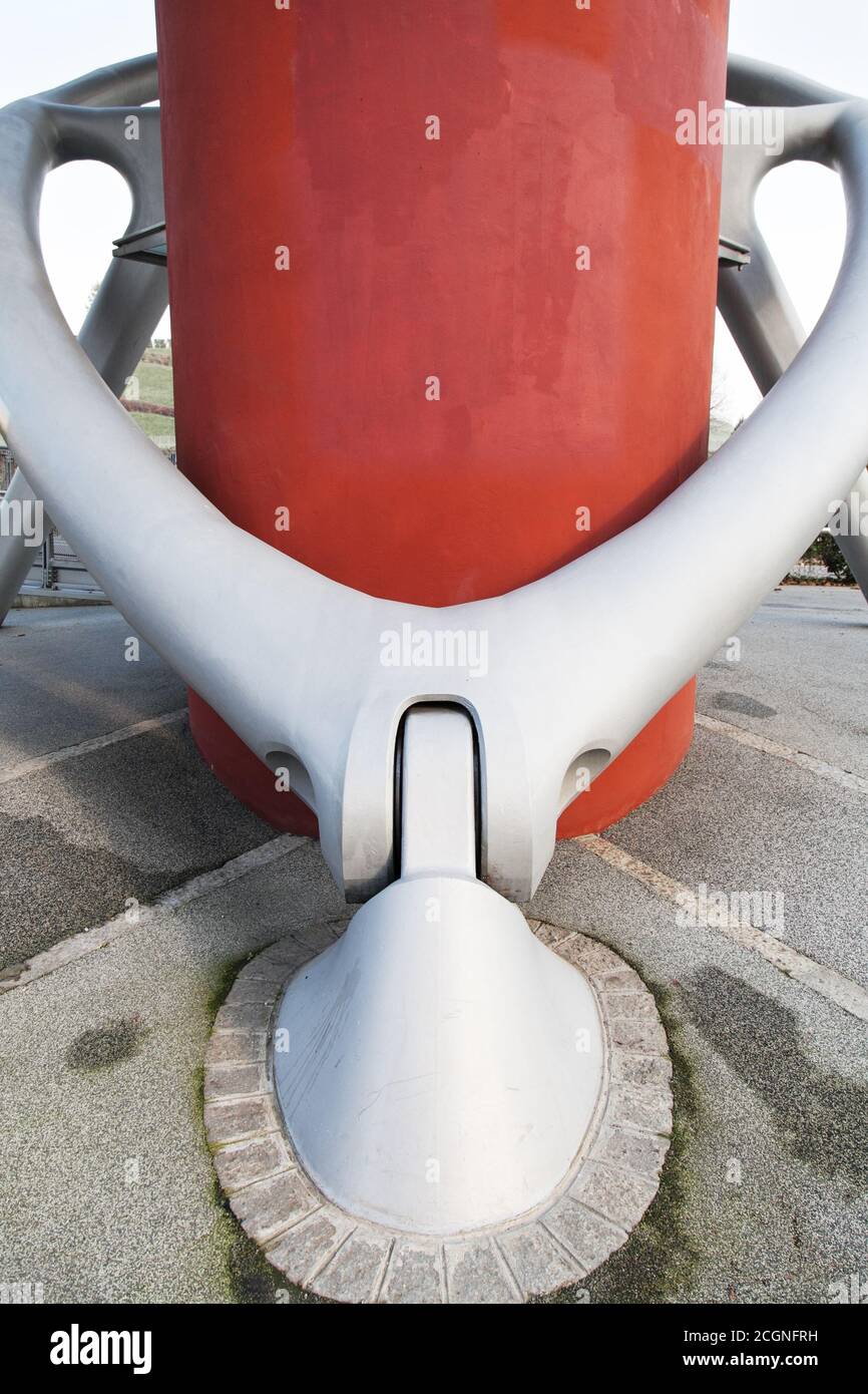 Abstract industrial structure from red column and steel bracing Stock ...
