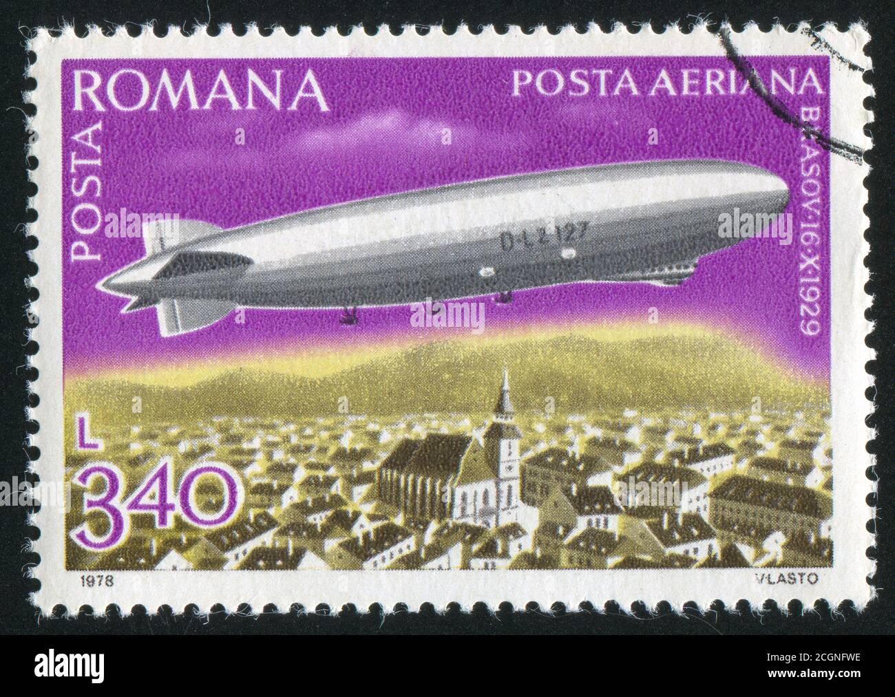 ROMANIA - CIRCA 1978: stamp printed by Romania, shows dirigible, circa ...