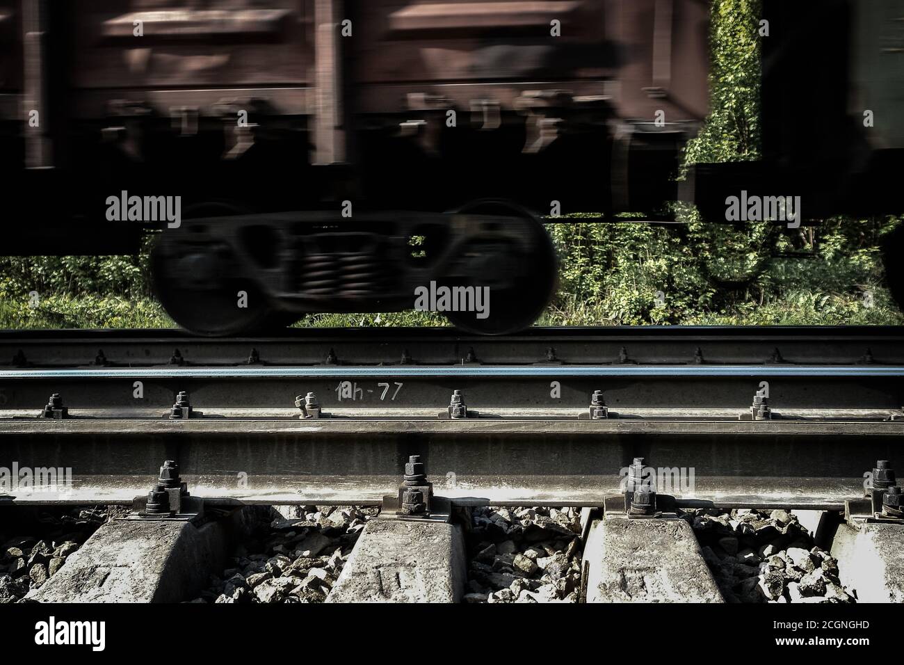 Wheels train moving on rails hi-res stock photography and images - Alamy