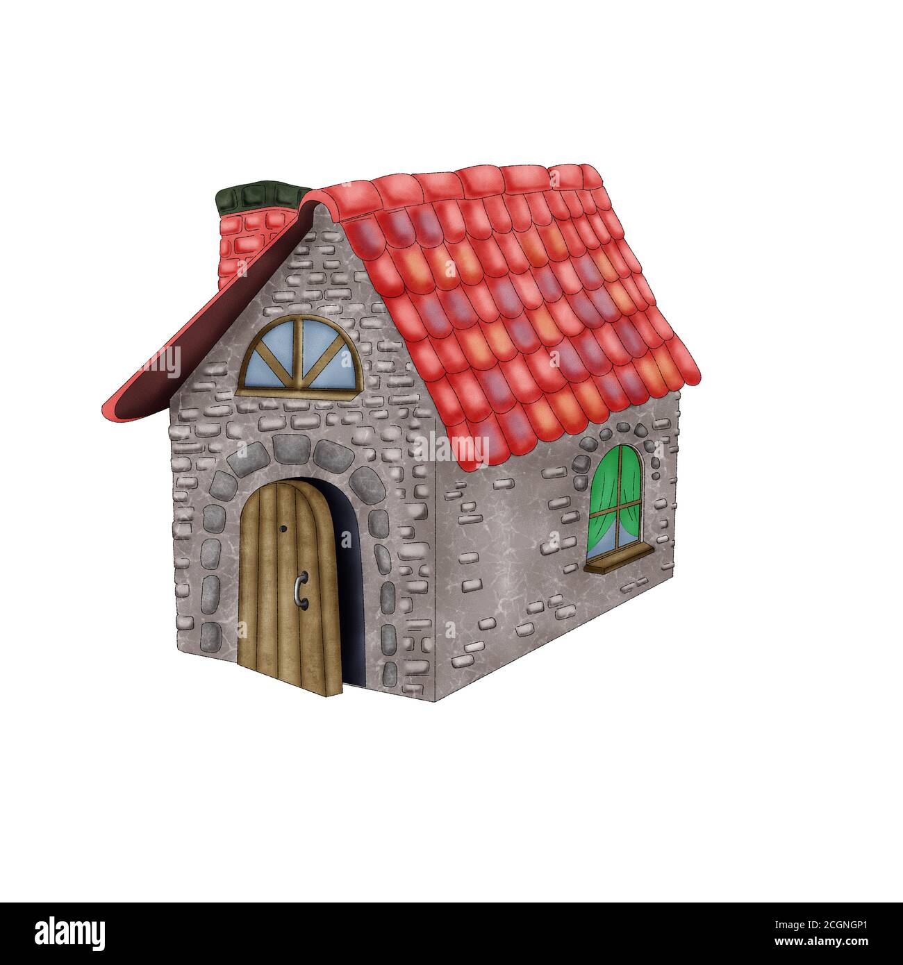 Cartoon stone house. Illustration on a white background Stock Photo - Alamy