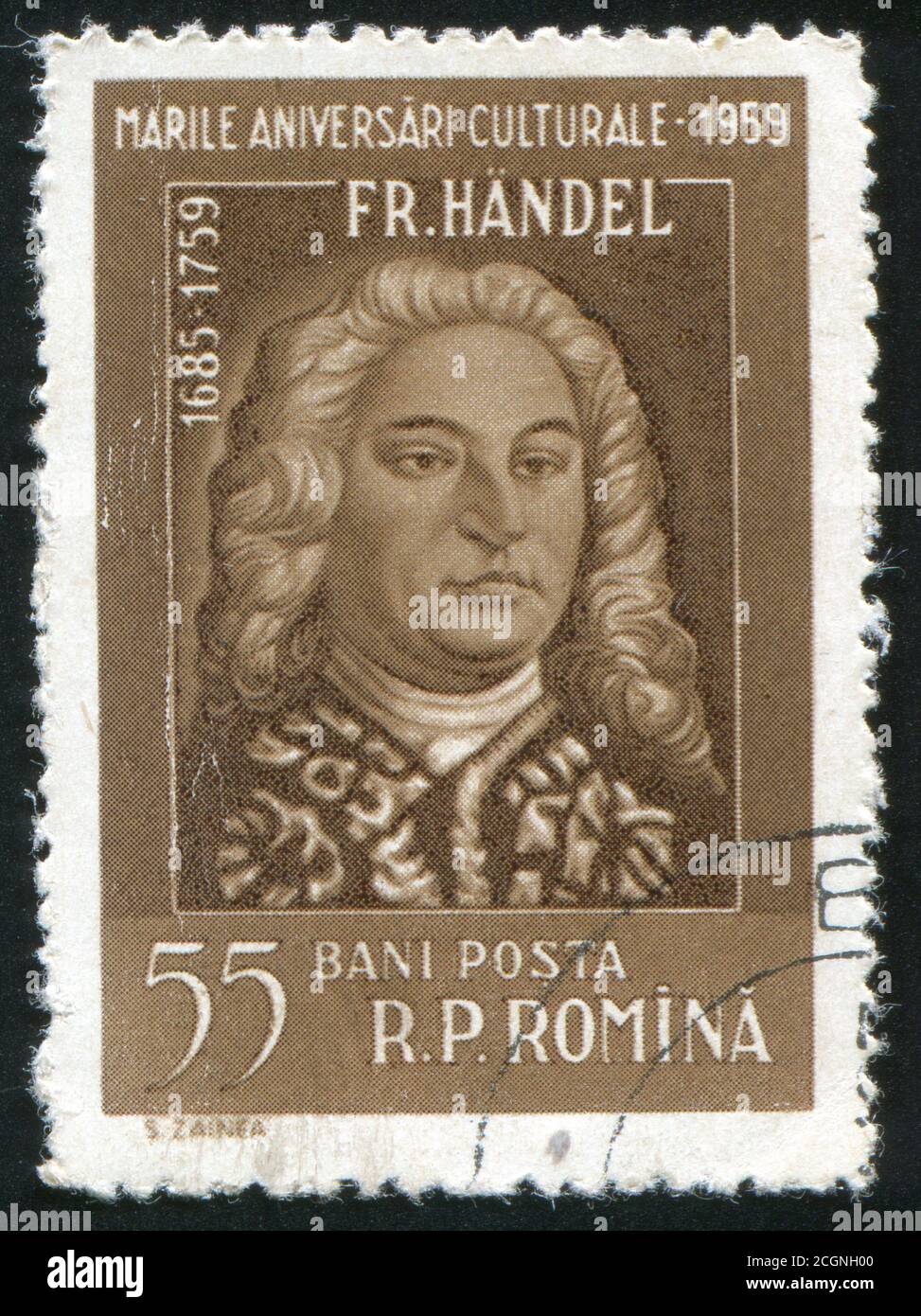 ROMANIA - CIRCA 1959: stamp printed by Romania, show Friedrich Handel ...