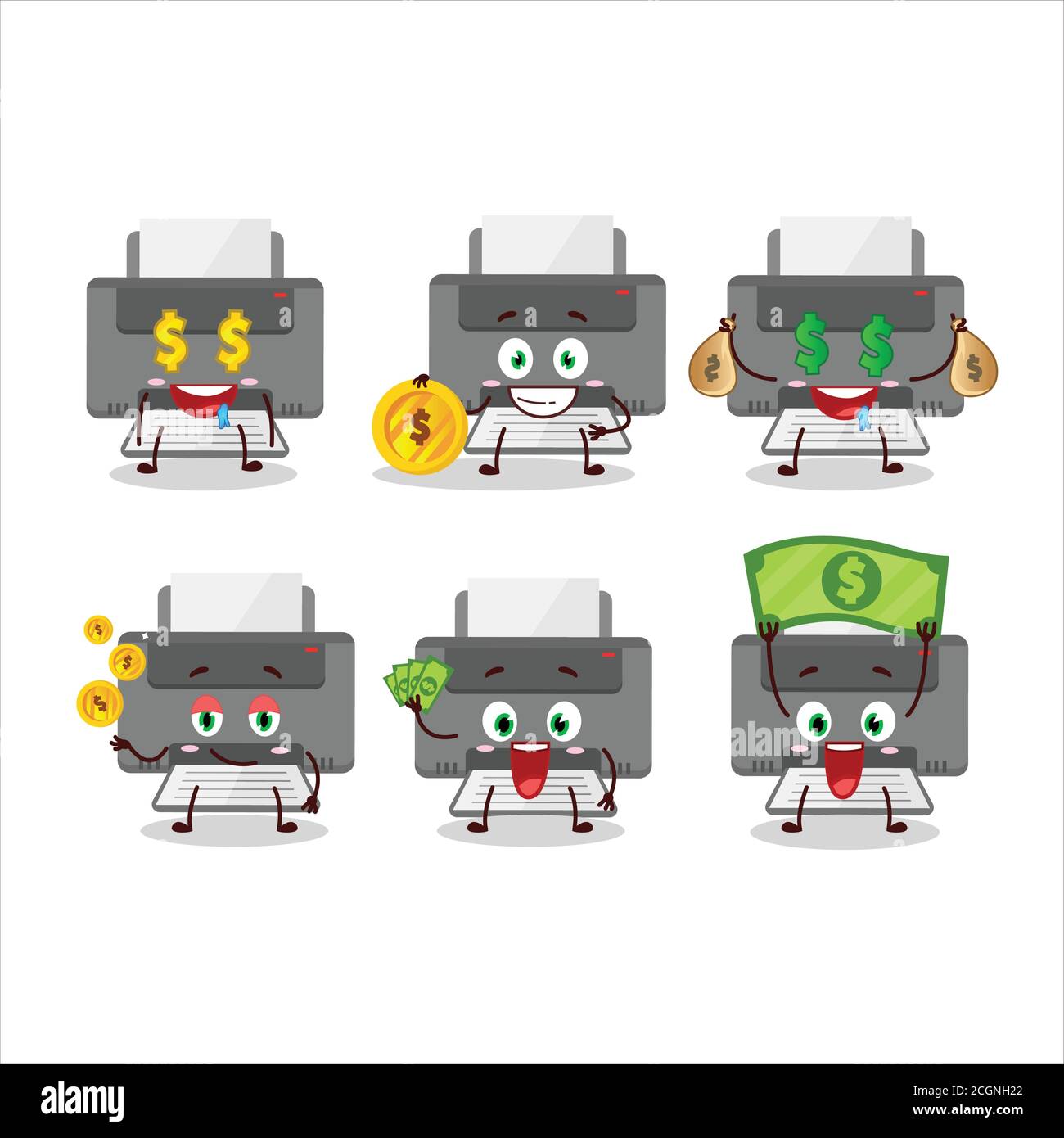 Printer cartoon character with cute emoticon bring money Stock Vector ...