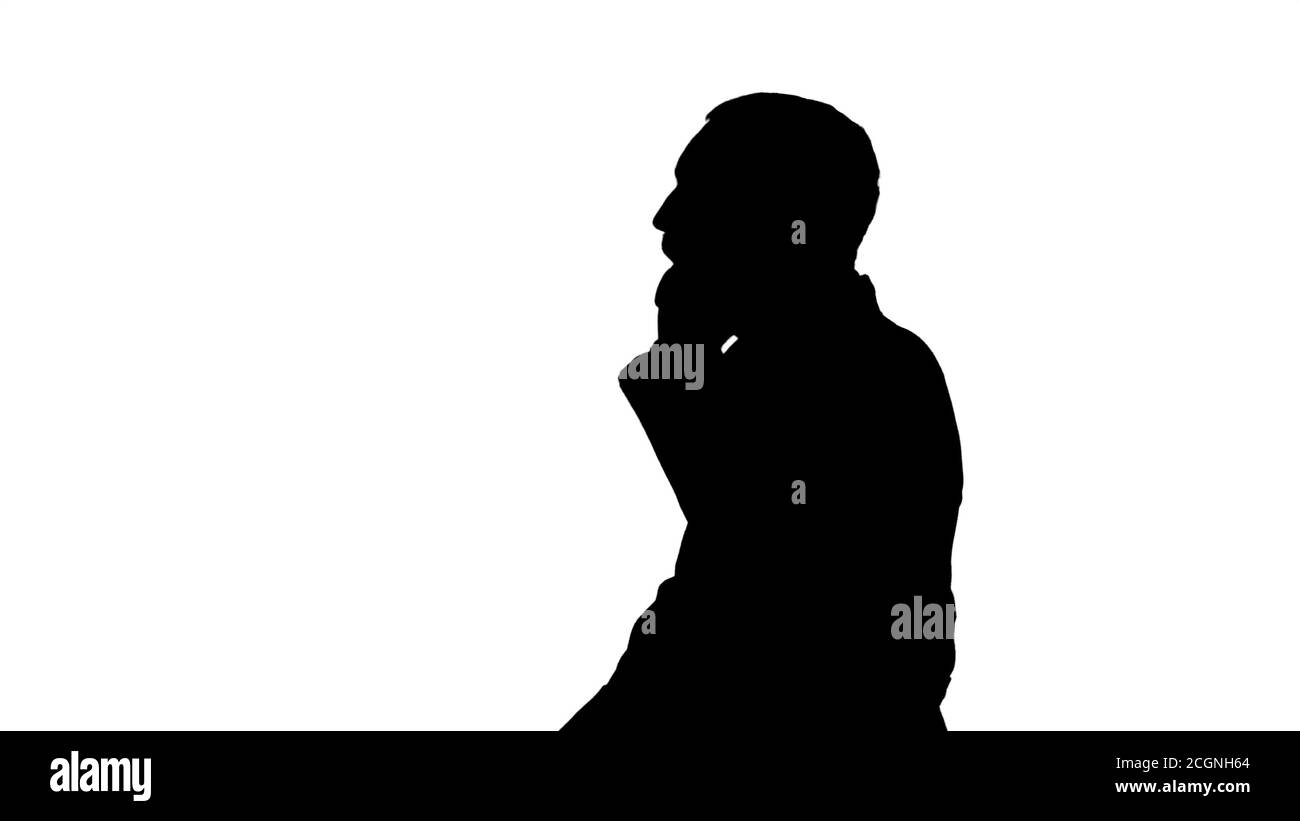 Mature man talking on phone Black and White Stock Photos & Images - Alamy