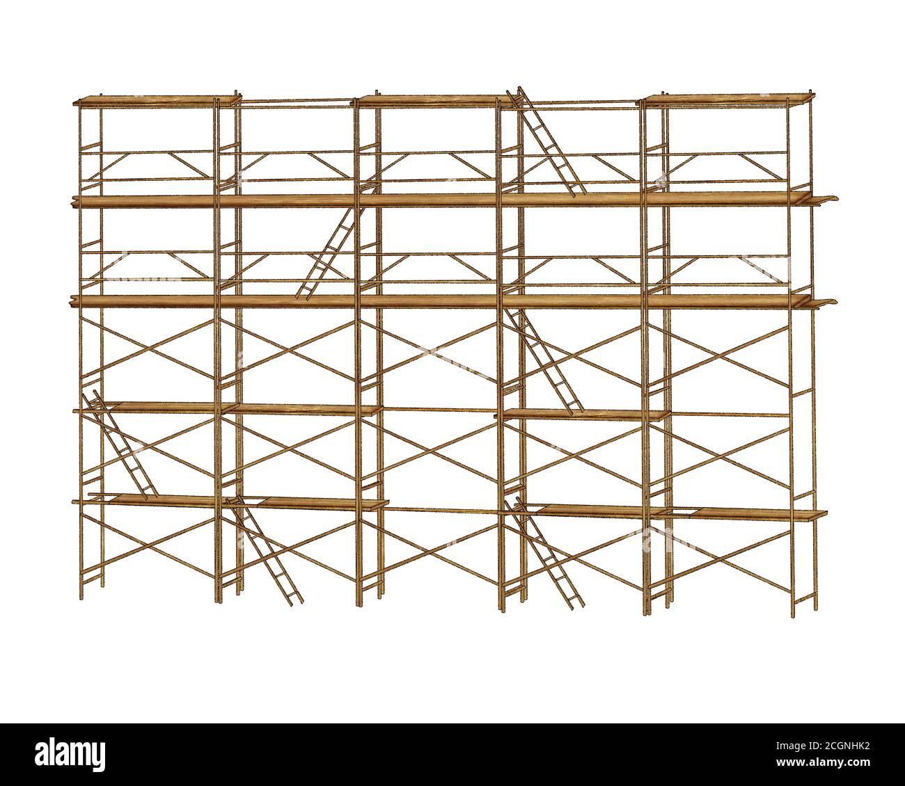 Wooden scaffolding. Stylized illustration of a wooden structure for ...
