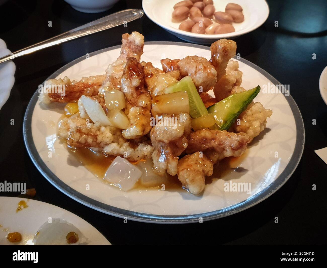 Tangsuyuk, or sweet and sour pork, a popular Korean-Chinese sweet and ...