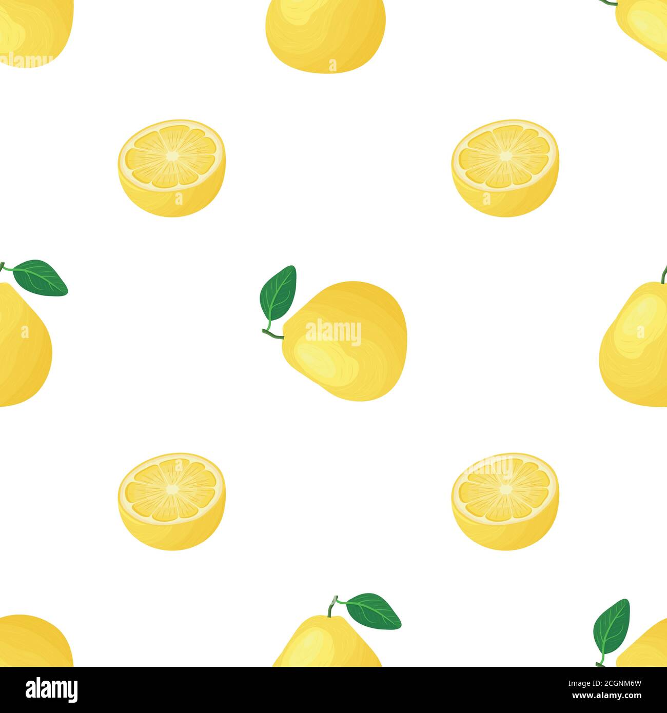 Seamless pattern with fresh bright exotic whole and cut slice pomelo ...