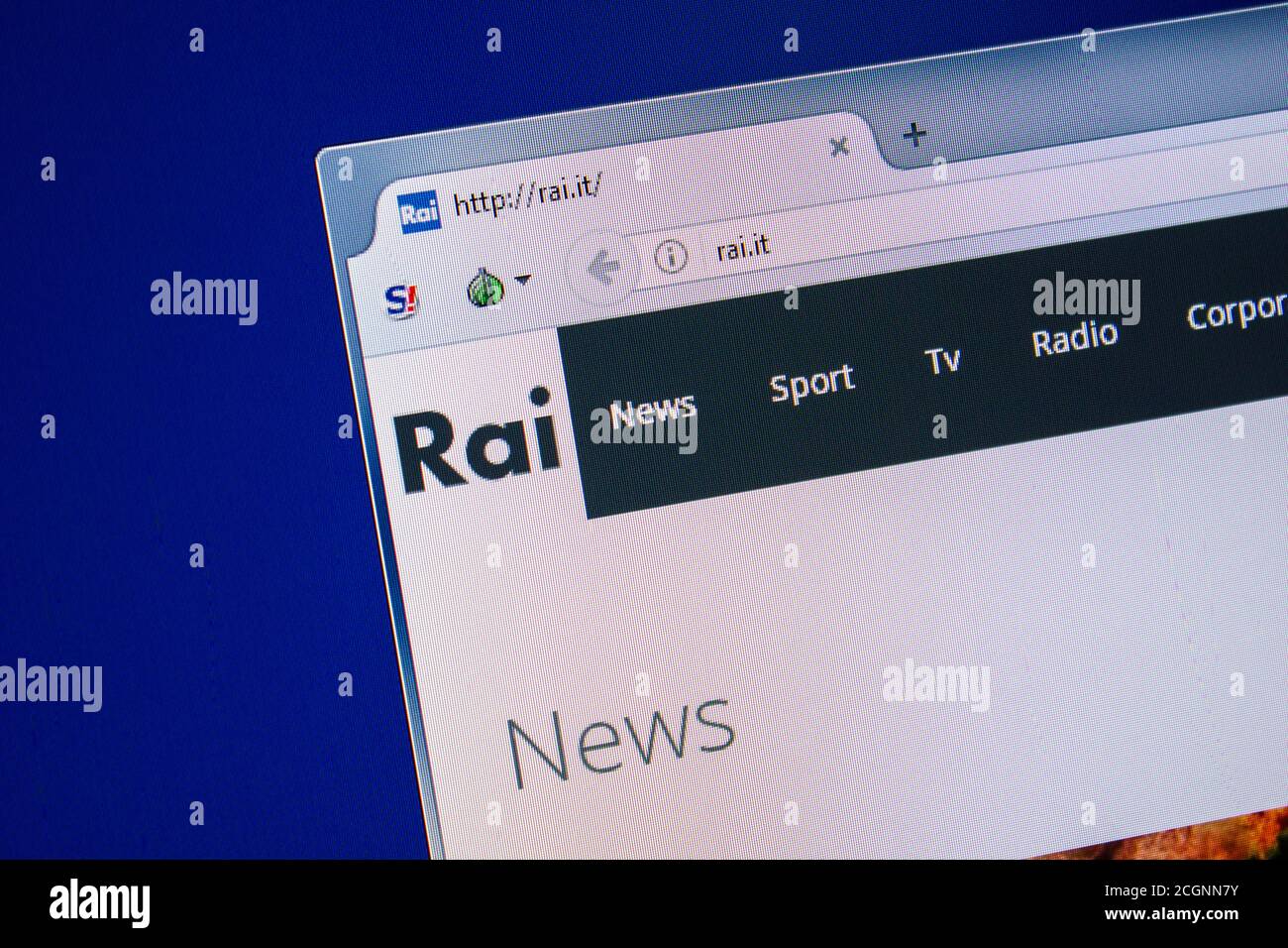 Ryazan, Russia - July 24, 2018: Homepage of Rai website on the display ...