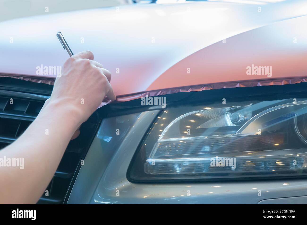 pasting of car carbonic plastic closeup Stock Photo - Alamy