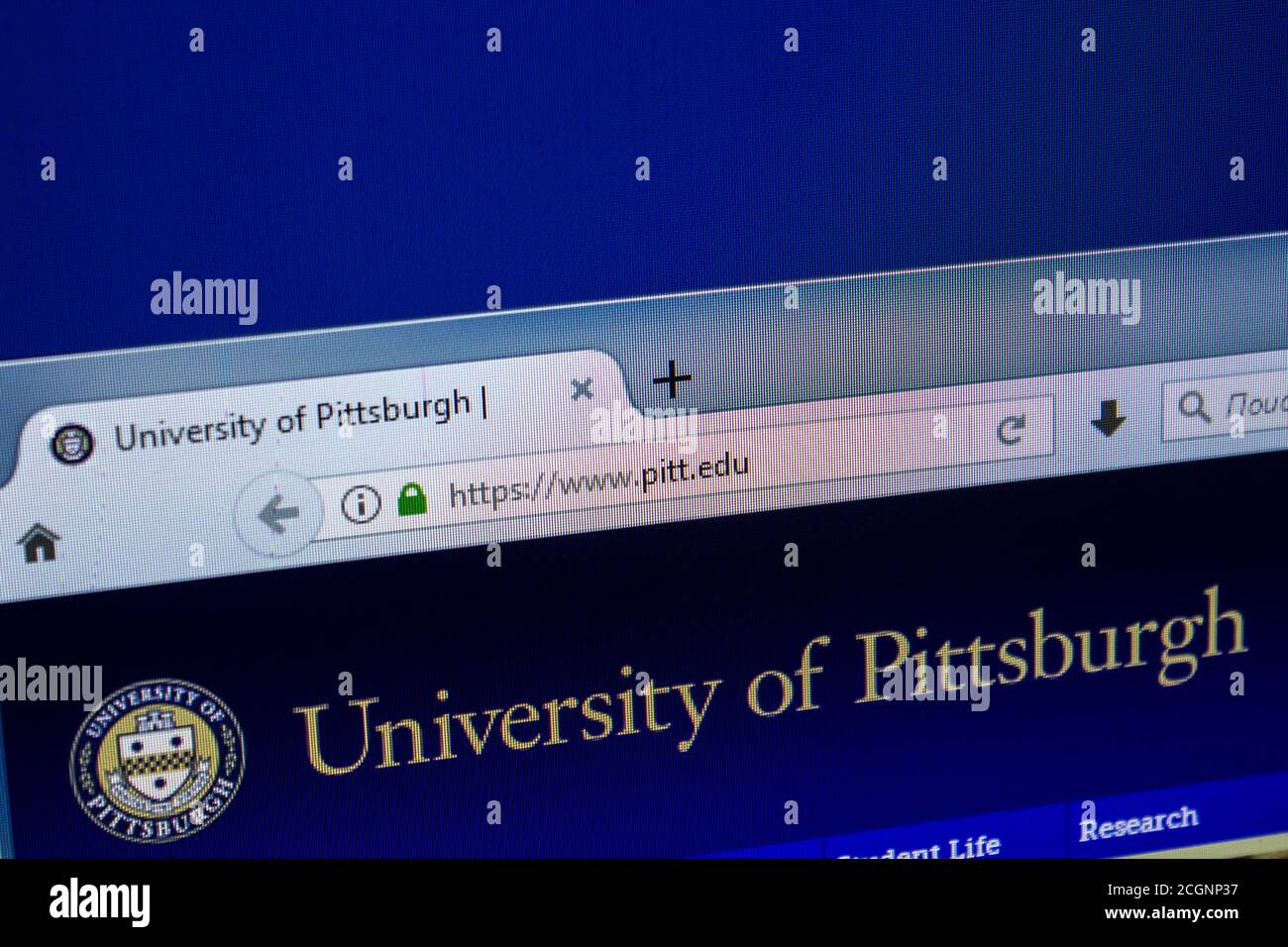 Ryazan, Russia - July 25, 2018: Homepage of Pitt website on the display ...