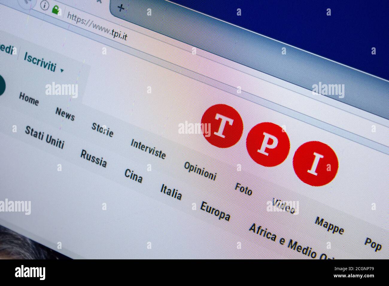 Ryazan, Russia - July 25, 2018: Homepage of TPI website on the display ...