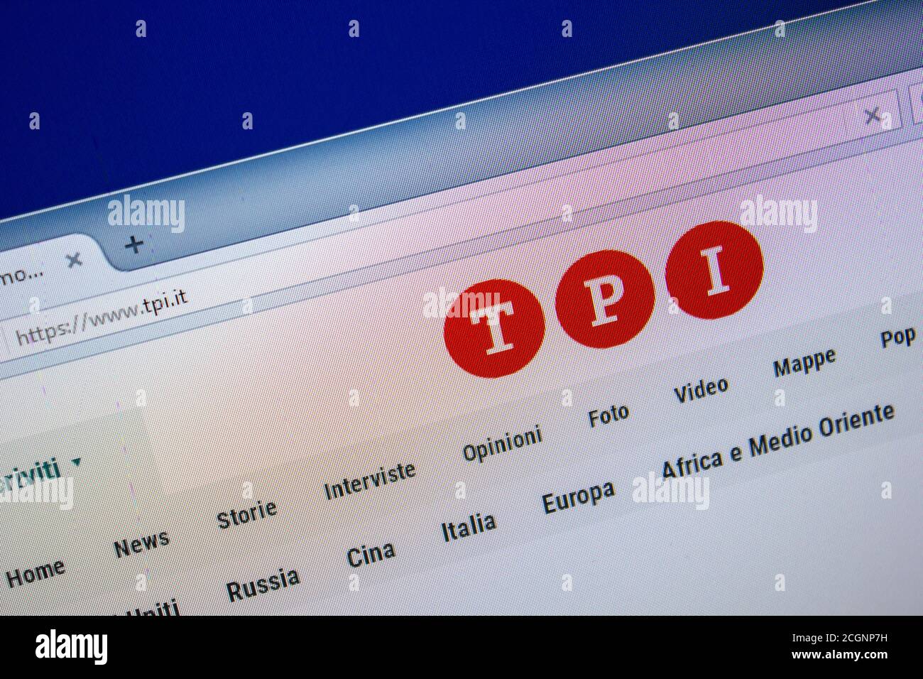 Ryazan, Russia - July 25, 2018: Homepage of TPI website on the display ...